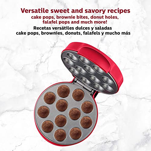 Holstein Housewares Cake Pop Maker, Red - Makes 12 Cake Pops, Non-Stick Coating, Perfect for Birthday and Holiday Parties