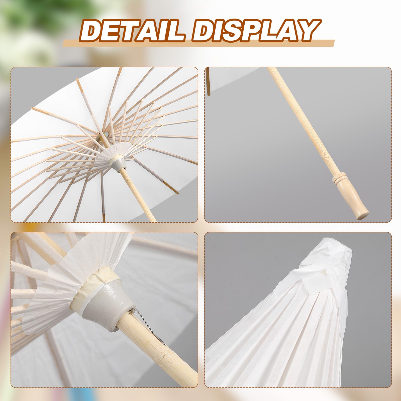 Sanwuta 20 Pcs Paper Umbrella 23.6'' Paper Parasol DIY Decorative Gift Chinese Umbrella for Wedding Christmas Props(White)