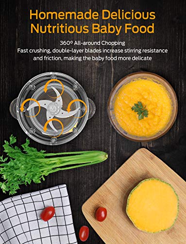 Electric Food Processor & Vegetable Chopper, Elechomes High Capacity 8-Cup Blender Grinder for Meat, Onion, Powerful 300W Motor & 4 Detachable Dual Layer Stainless Steel Blades, BPA-Free Glass Bowl