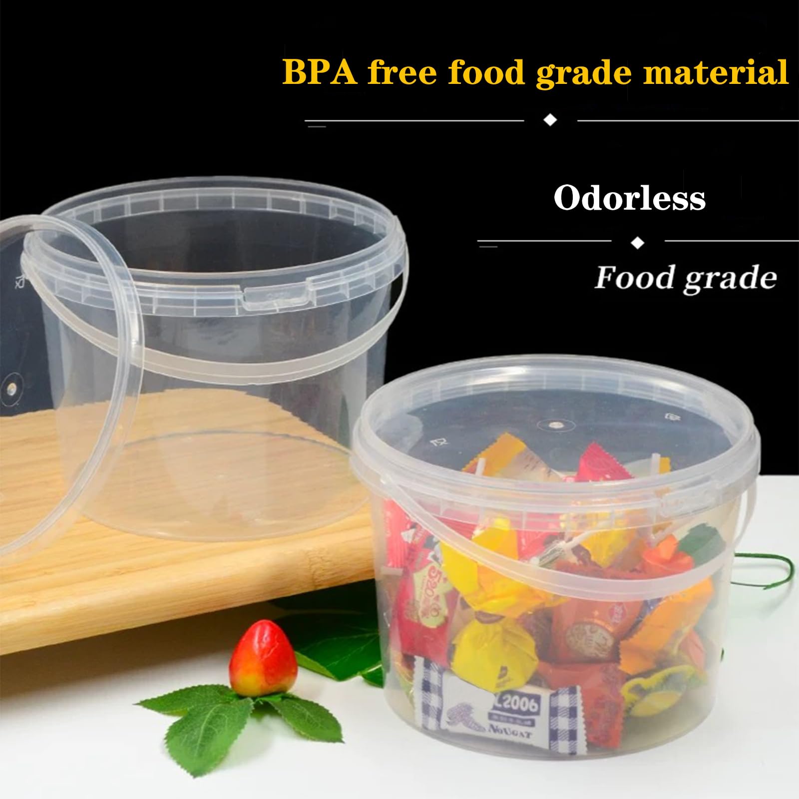 SHPii 68 oz Ice Cream Tub with Lid, Tamper Proof, BPA Free, Freezer and Microwave Safe Food Storage Container, Reusable Airtight Container, Leak Proof Tub for Snacks Deli Fruits, Drinks.(10 pack)