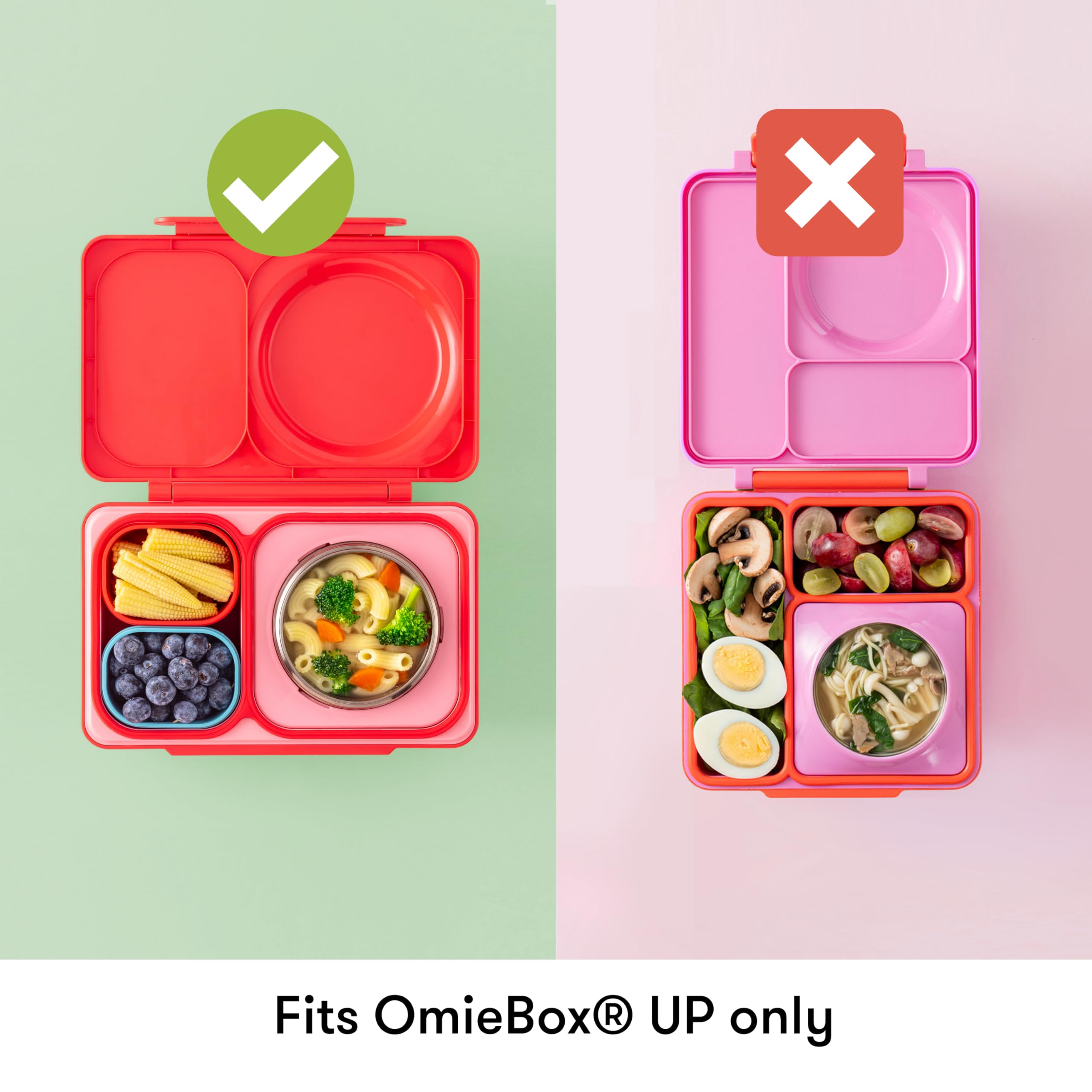 OmieBox UP (2 pack) Leakproof Dips Containers To Go, Salad Dressing Container, Condiment Container with Lids - Food Safe Silicone - 4.5 ounces (Purple/Green)