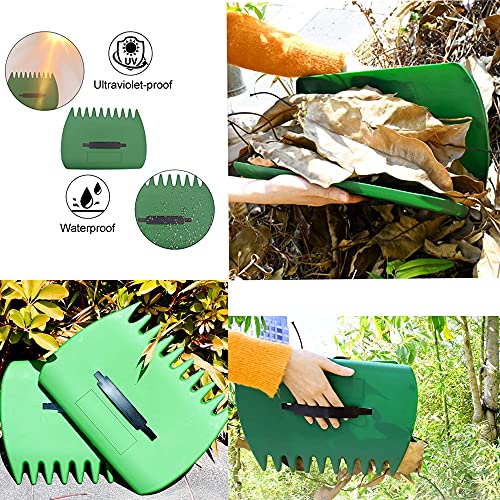 Generic, Garden and Yard Leaf Scoops Hand Rakes, Large Sized, Multiple Use for Leaves, Lawn Debris and Trash Pick Up +1 pair of garden gloves, Green-1