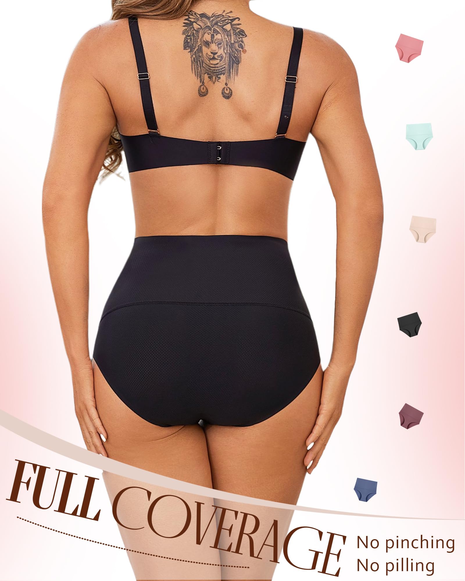UNDER THE SEA Tummy Control Underwear for Women High Waisted Briefs Seamless Full Coverage Ladies Panties 4 Pack S-XXXL