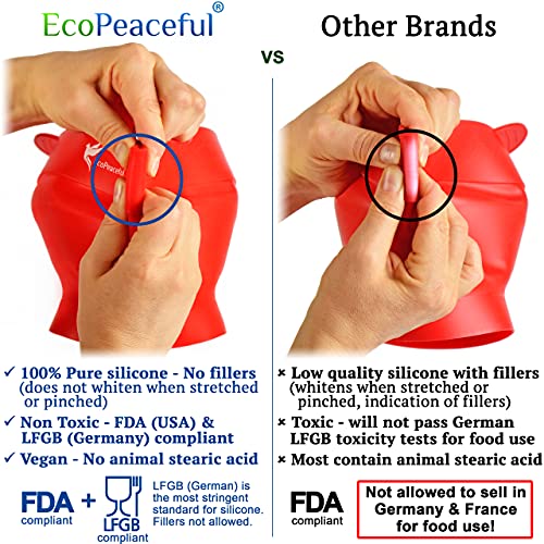 EcoPeaceful Silicone Microwave Popcorn Popper Collapsible Bowl - 100% Pure Silicone - LFGB Food Grade - No Fillers, BPA-free, Vegan, Reusable, Plastic-free, Eco-Friendly