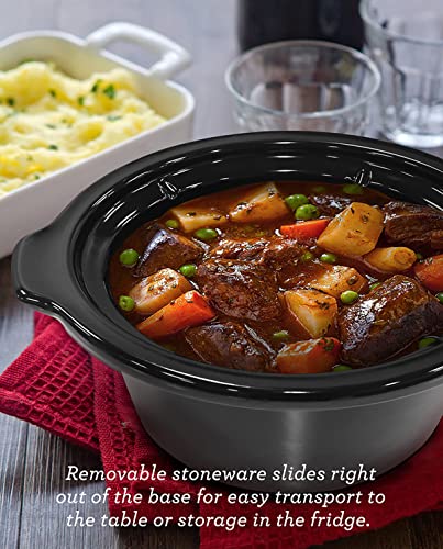 Elite Gourmet MST-275XR# Electric Oval Slow Cooker, Adjustable Temp, Entrees, Sauces, Stews & Dips, Dishwasher Safe Glass Lid & Crock (2 Quart, Red)