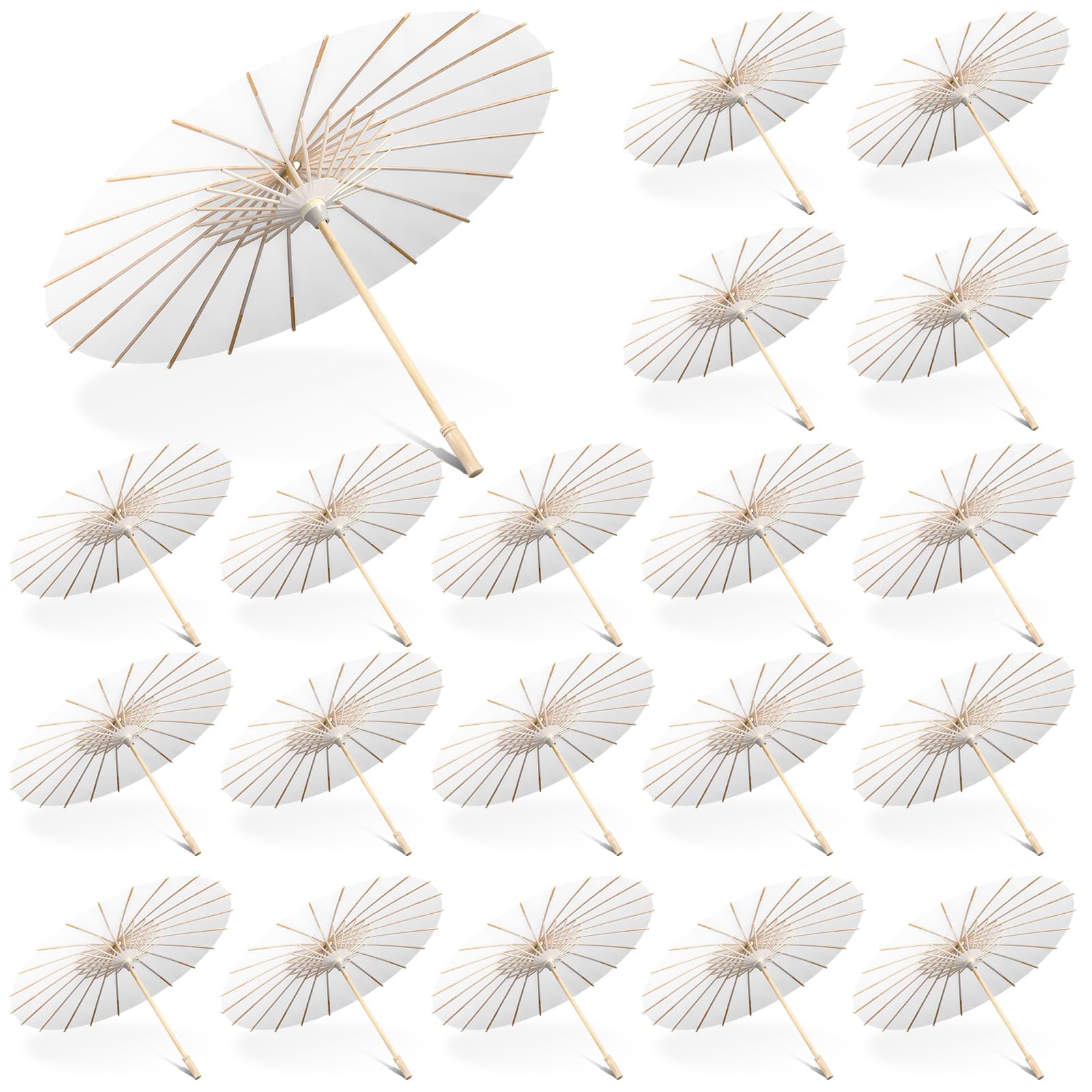 Sanwuta 20 Pcs Paper Umbrella 23.6'' Paper Parasol DIY Decorative Gift Chinese Umbrella for Wedding Christmas Props(White)
