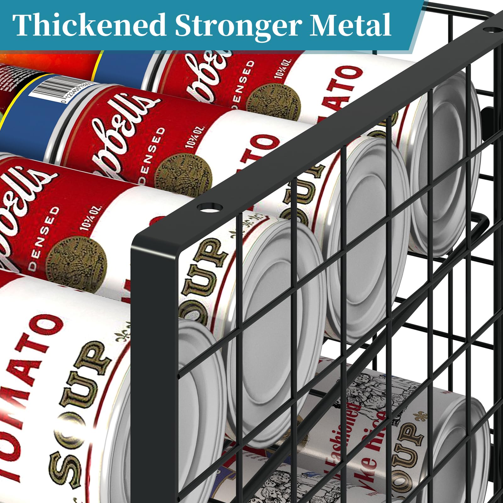 JKsmart Stackable Can Rack Organizer for Pantry 9" H, Adjustable Can Storage Holder for Various Ounces of Canned food Soda Drinks, Can Dispenser for Kitchen Cupboard Cabinet, 2 Tier, 2 Pack