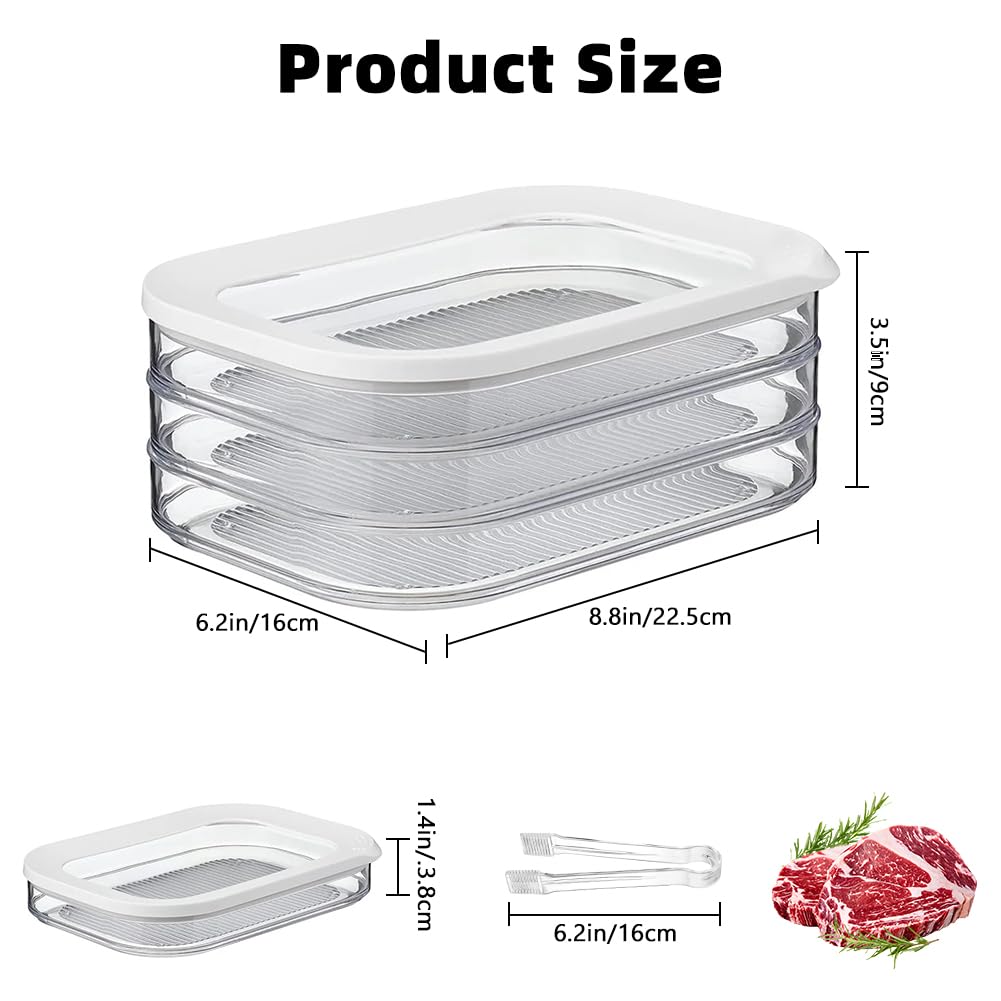 Abnaok Deli Meat Container For Fridge With 2PCS Plastic Tongs, Lunch Meat Container For Refrigerator, Plastic Buffet Serving Tongs, Deli Meat Container Set For Cold Cuts, Salami, Cheese