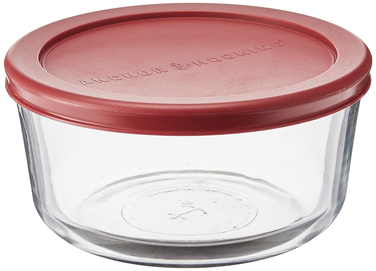 Anchor Hocking 8-Piece 4-Cup Round Clear glass Food Storage Containers with Red Plastic Lid, Set of 4 -