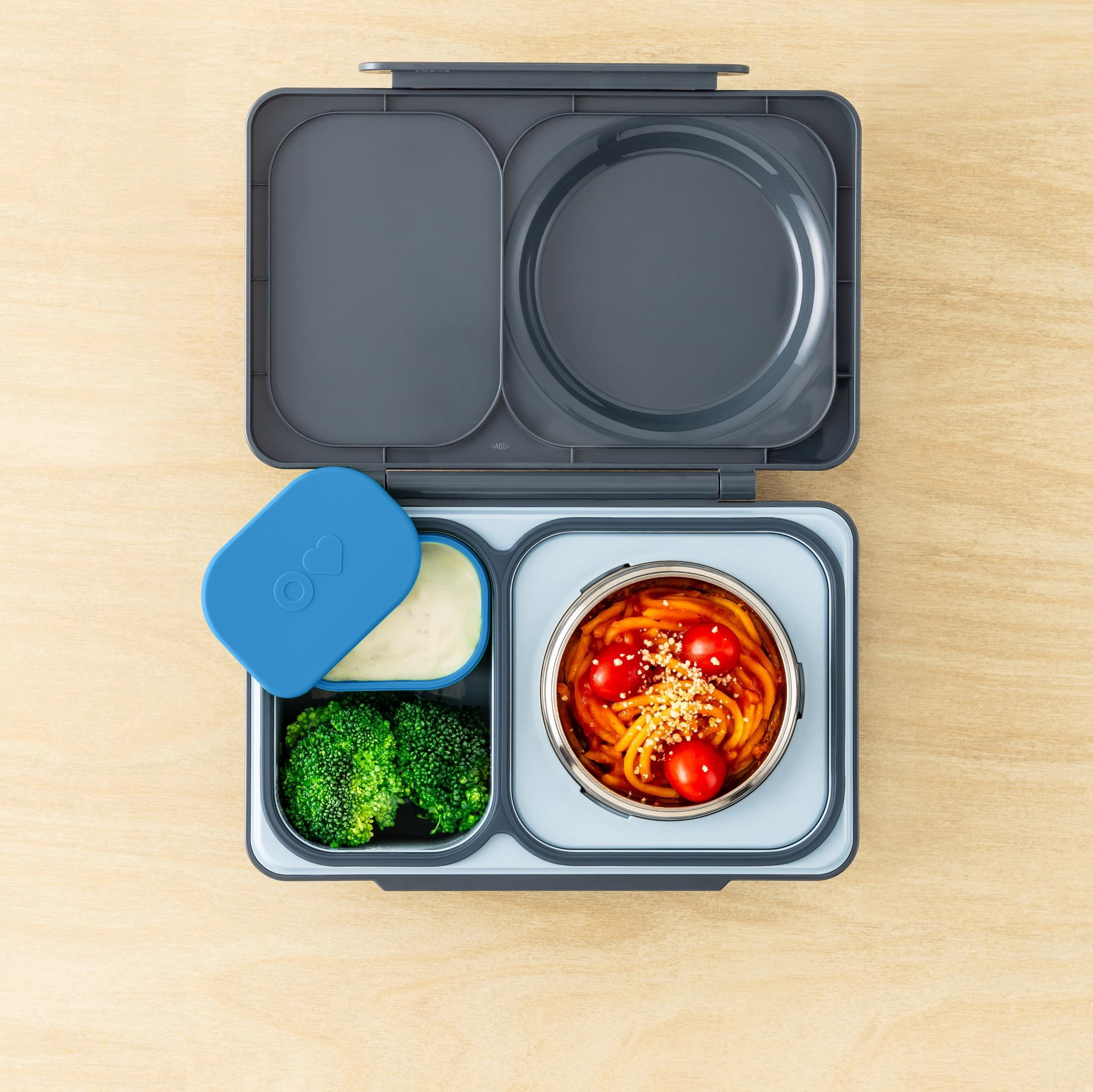 OmieBox UP (2 pack) Leakproof Dips Containers To Go, Salad Dressing Container, Condiment Container with Lids - Food Safe Silicone - 4.5 ounces (Blue/Orange)