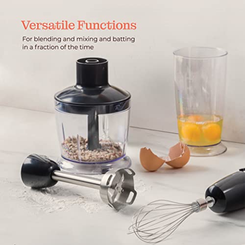 Multi-Use Immersion Blender, Hand Blender with Powerful Copper Motor 800W, High Speed, Turbo Mode, 3 in 1 Handheld Blender Stick Stainless Steel Blades, Whisk, Beaker with Measuring Marks, and Chopper