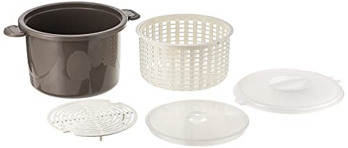Prep Solutions by Progressive Microwaveable Rice and Pasta Cooker-17 Piece Set Includes Measuring Spoons and Cups, Rice Paddle, Steaming Insert, Pasta Measurer and Locking Lid-12 Cup Capacity BPA FREE