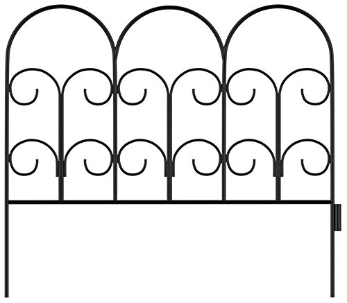 Garden Edging Border- Flower Bed Fencing for Landscaping- Iris Fence, 5 Piece Set of Black Interlocking Outdoor Lawn Stakes by Pure Garden (8Γβ)