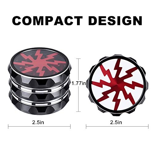 2.5" Aluminium Grinder with Clear Top, Best Gifts, Black and Red