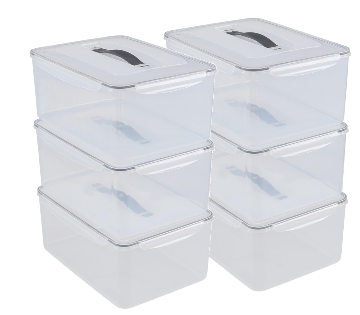Sadstory 16 Quart Airtight Plastic Gasket Boxes with Handles, Food Storage Bin with Sealing Lid for Bread, 6 Packs