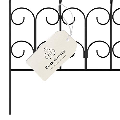 Garden Edging Border- Flower Bed Fencing for Landscaping- Iris Fence, 5 Piece Set of Black Interlocking Outdoor Lawn Stakes by Pure Garden (8Â’)