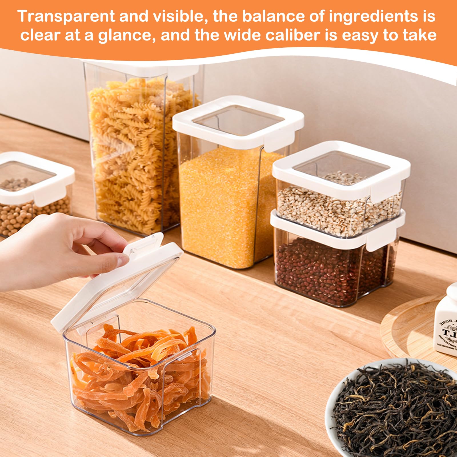 Maggiemiss Multifunctional Sealed Food Storage Tank-Durable and Stackable,Suitable for a Variety of Scenarios,Environmentally Friendly and Reusable (white cover-1300ml)