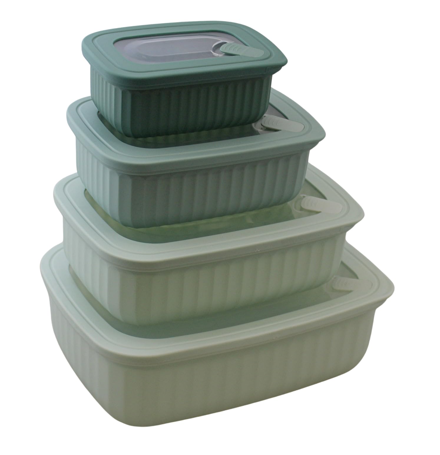 Set of 4 BPA Free Food Storage Containers with Vented Lids Assorted Sizes, Microwave & Freezer Safe, Leftovers, Meal Prep, Fridge Organization Dry Grains Storage by Dependable Industries Inc. (Green)