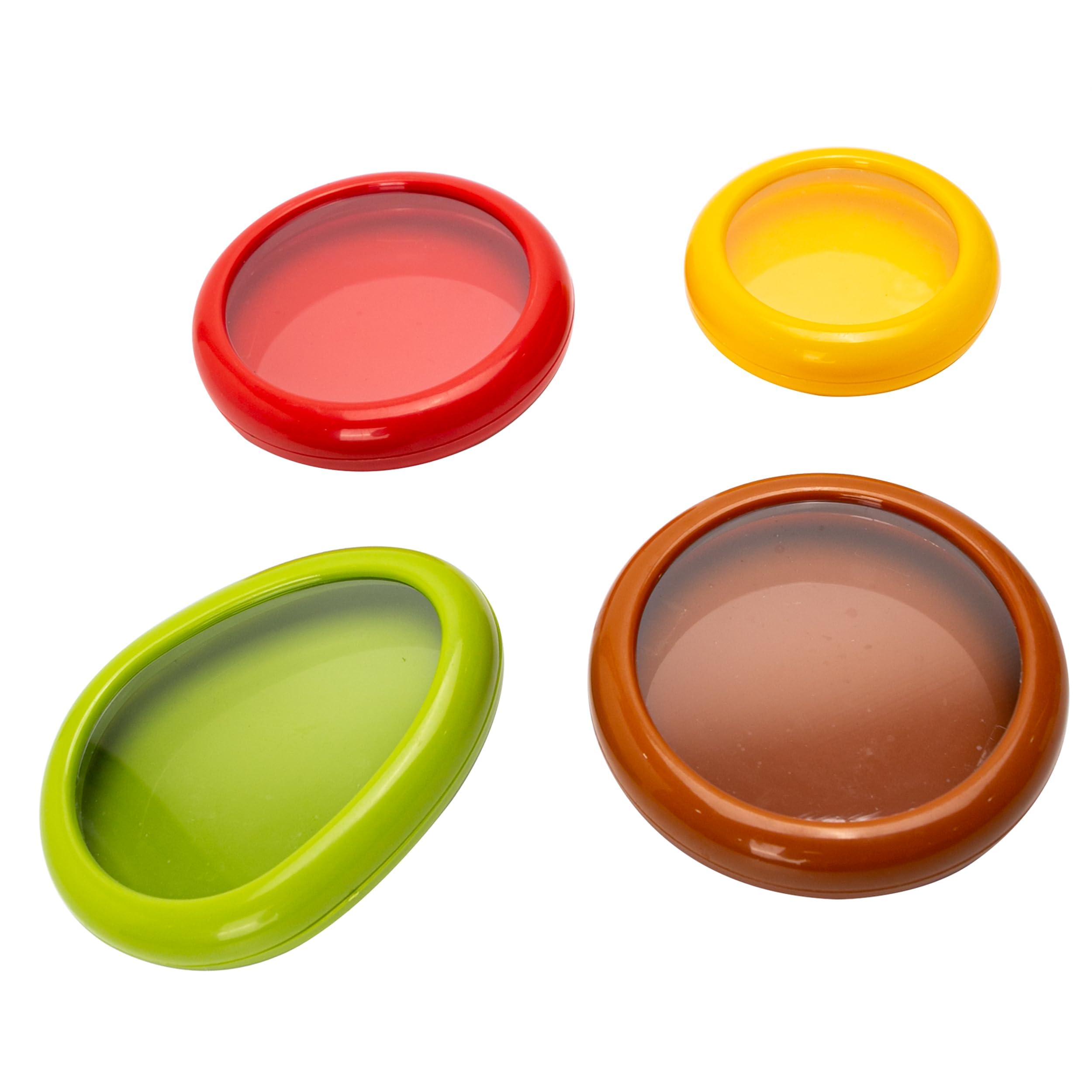 4-Piece Reusable Food Hugger Set - Avocado, Onion, Tomato, and Lemon Storage Containers for Fridge retain freshness