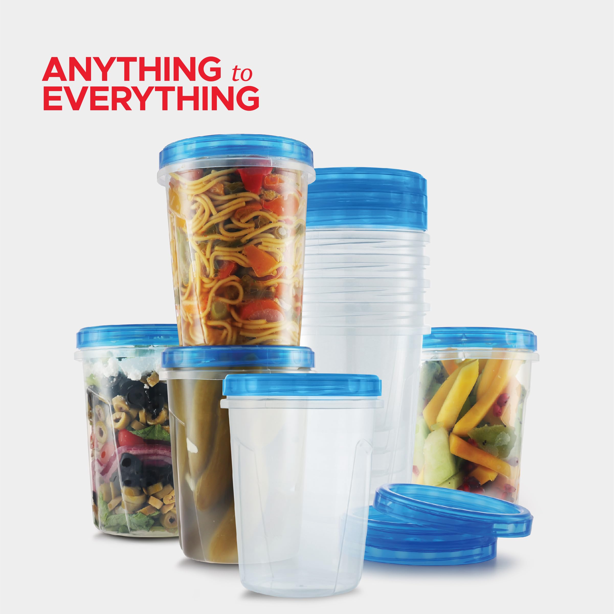 12 Pack Leakproof Freezer Containers for Food with Twist Top Lids - 32 Oz BPA Free Reusable Plastic Soup Containers with Screw On Lids - Ideal for Meal Prep, Leftovers & Pantry Organization