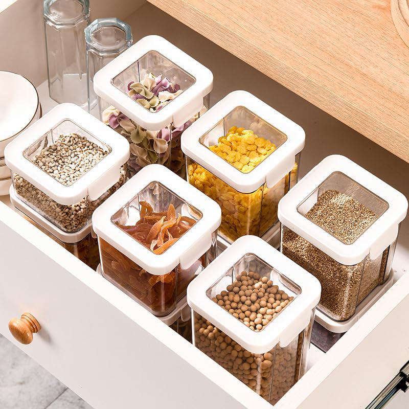 Maggiemiss Multifunctional Sealed Food Storage Tank-Durable and Stackable,Suitable for a Variety of Scenarios,Environmentally Friendly and Reusable (white cover-1300ml)
