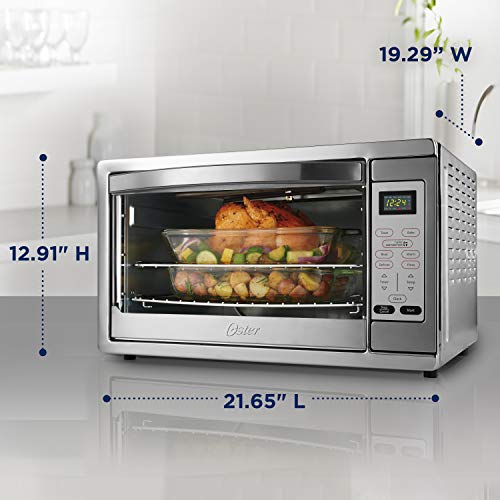 Oster Toaster Oven, 7-in-1 Countertop Toaster Oven, 10.5" x 13" Fits 2 Large Pizzas, Stainless Steel