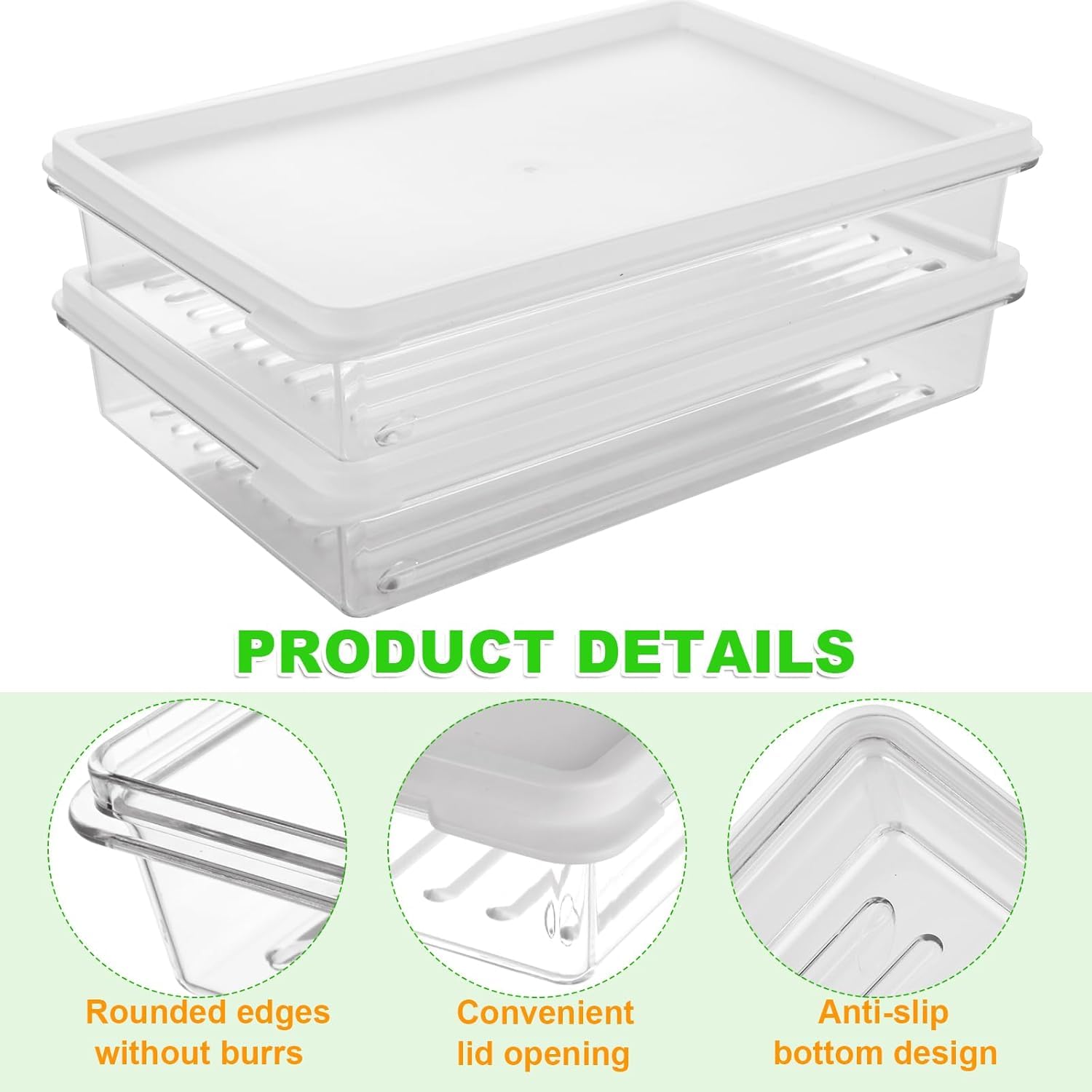 8 Pack Bacon Keeper for Refrigerator, Deli Meat Saver Container with Airtight Lid, Cold Cuts Cheese Holder for Fridge Food Refrigerator Storage Box, Christmas Cookie