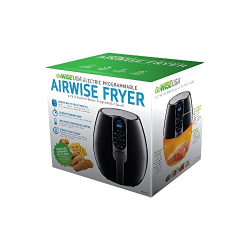 GoWISE USA 3.7-Quart Programmable Air Fryer with 8 Cook Presets, GW22638 - Black