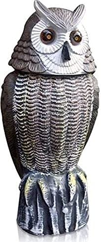Lijo Solar Owl Animal Scarecrow – Rotating Head Owl Decoy - New & Improved Technology Waterproof 180° Rotation Light Up Eyes & Sounds Realistic Look Highly Sensitive Motion Sensor Detects Intruders