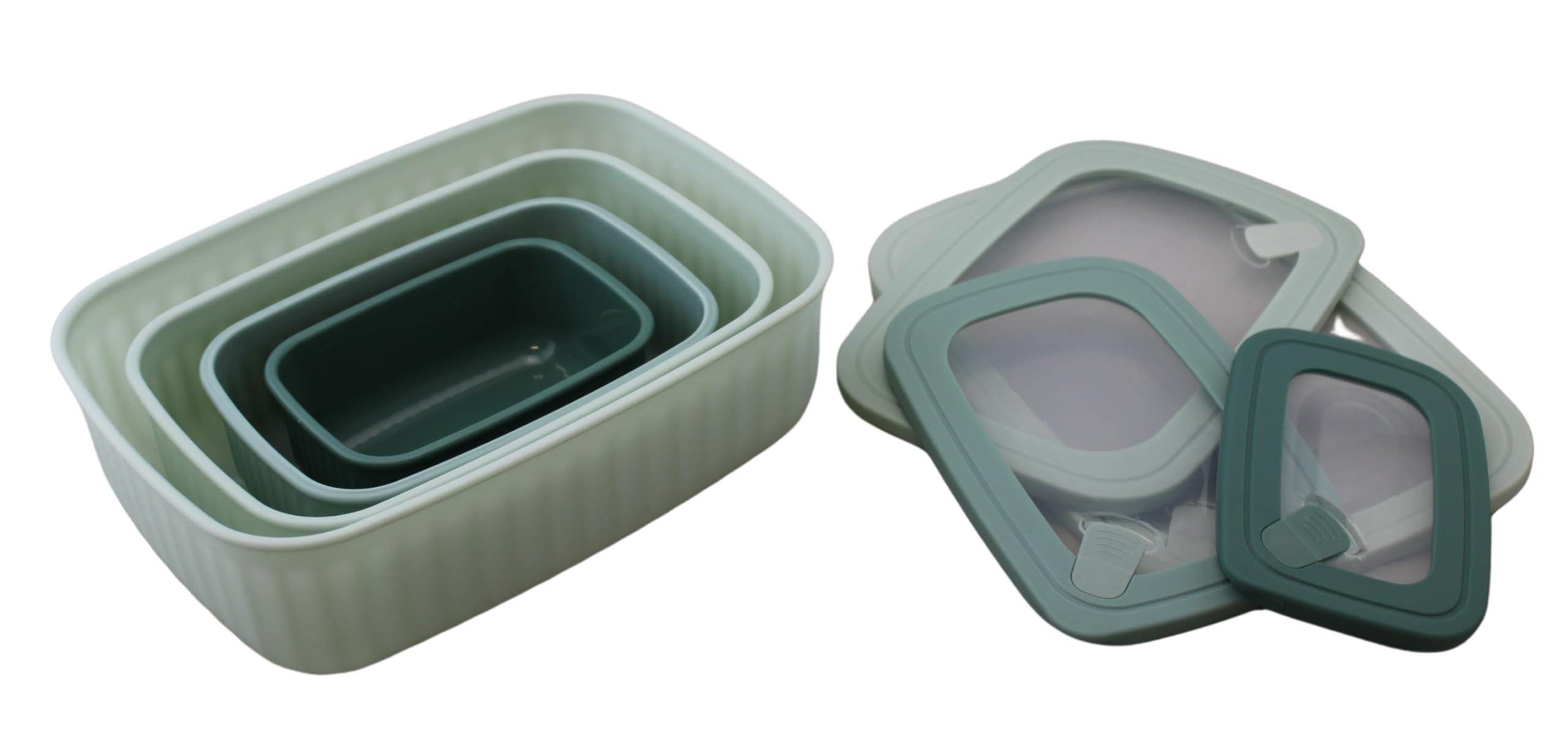 Set of 4 BPA Free Food Storage Containers with Vented Lids Assorted Sizes, Microwave & Freezer Safe, Leftovers, Meal Prep, Fridge Organization Dry Grains Storage by Dependable Industries Inc. (Green)