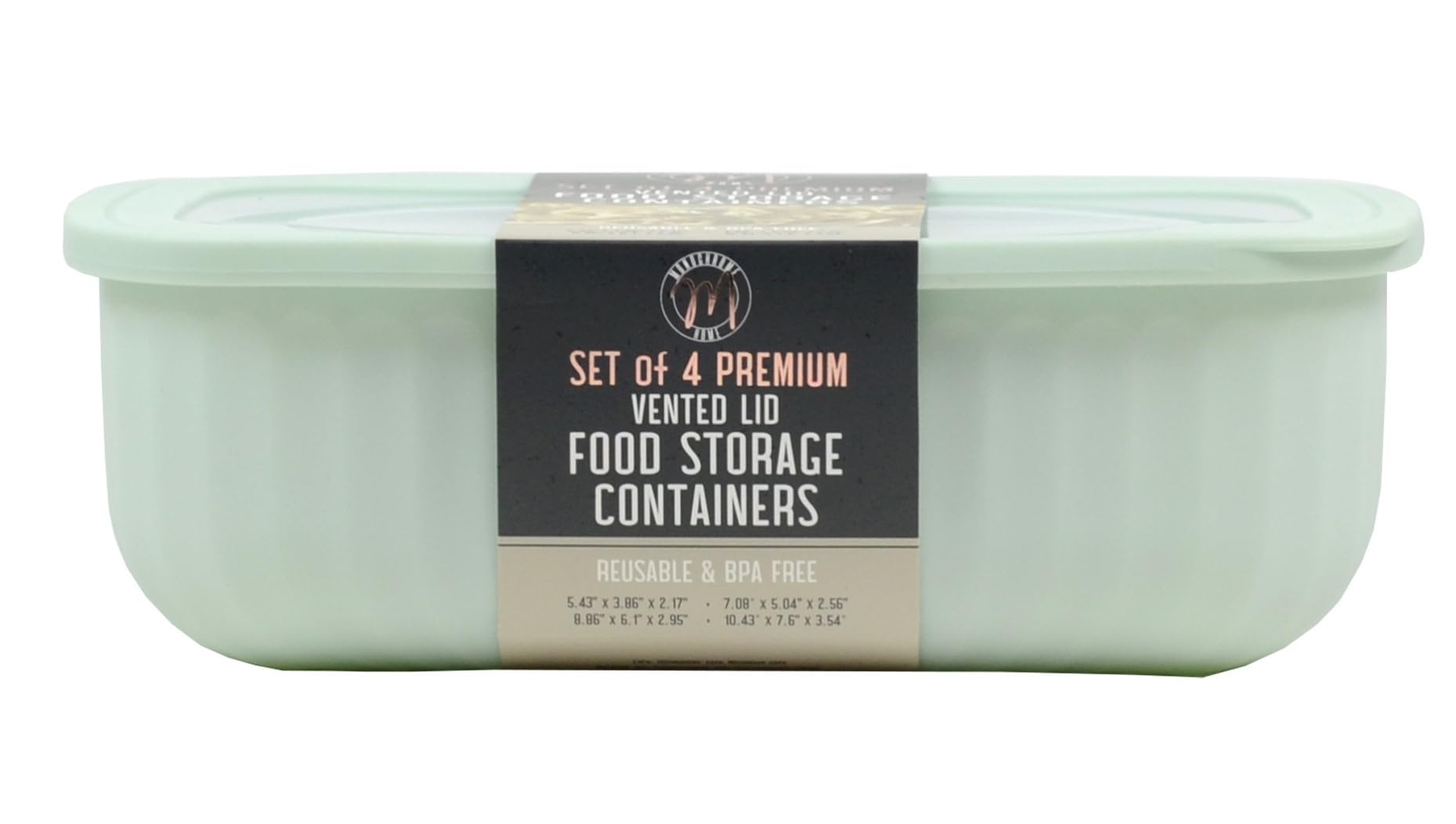 Set of 4 BPA Free Food Storage Containers with Vented Lids Assorted Sizes, Microwave & Freezer Safe, Leftovers, Meal Prep, Fridge Organization Dry Grains Storage by Dependable Industries Inc. (Green)