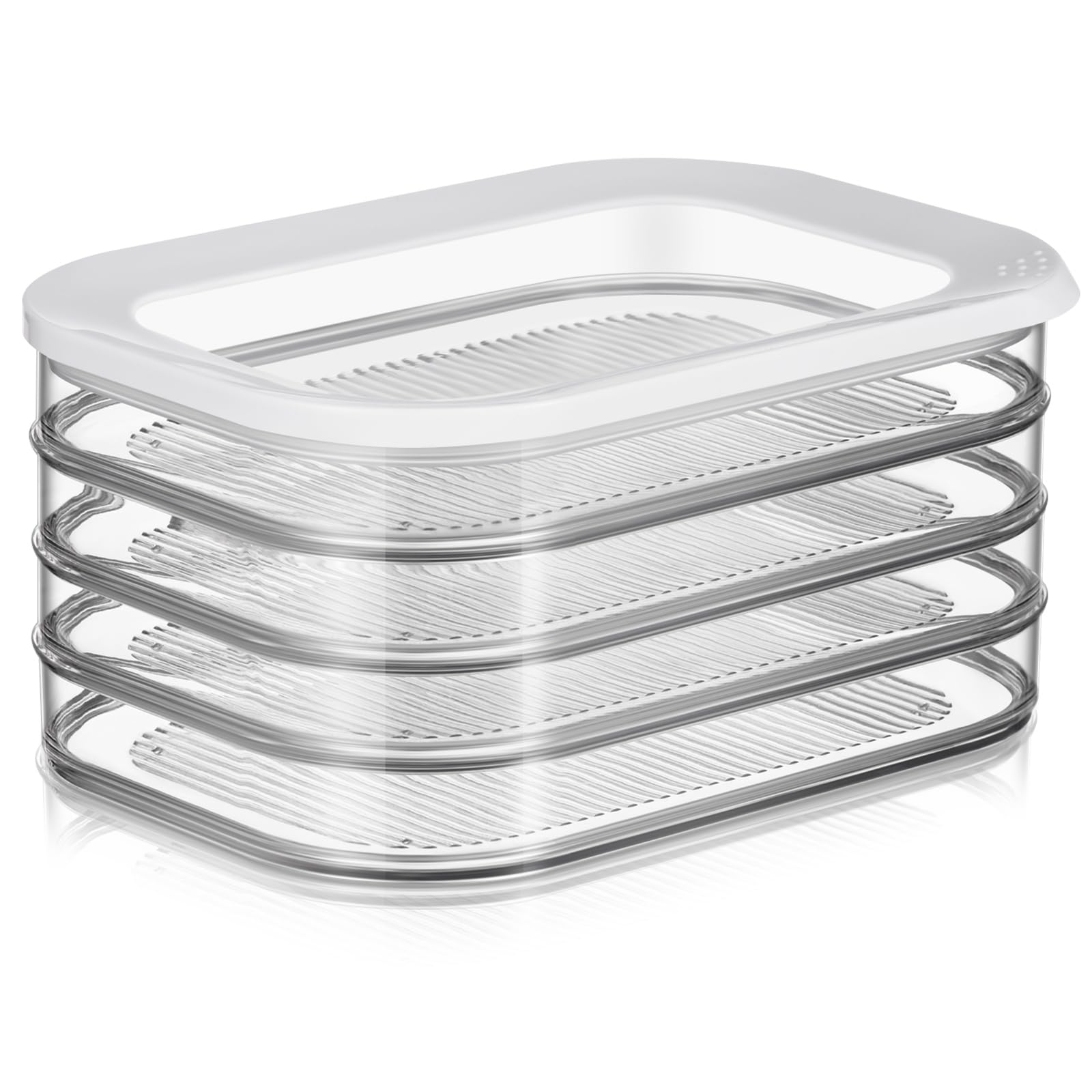 Tioncy Deli Meat Container for Fridge 4 Layer Stackable Lunch Meat Container with Lid for Refrigerator Food Storage Boxes for Cheese Turkey Pantry Lunch Bacon Cheese