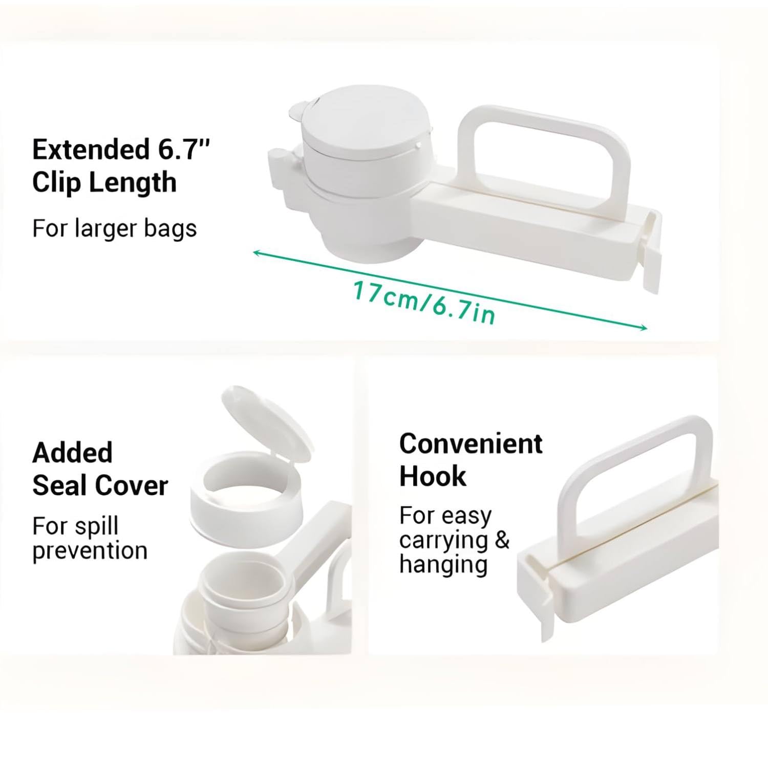 SEPSUMMER Food Sealing Clips, 6.7''Food Bag Clips with Pour Spouts, Bag Fresh-Keeping Clamp Sealer for Kitchen, Food Moisture-Proof Discharge Spout Plastic Bag Clip Kitchen Tools (3)