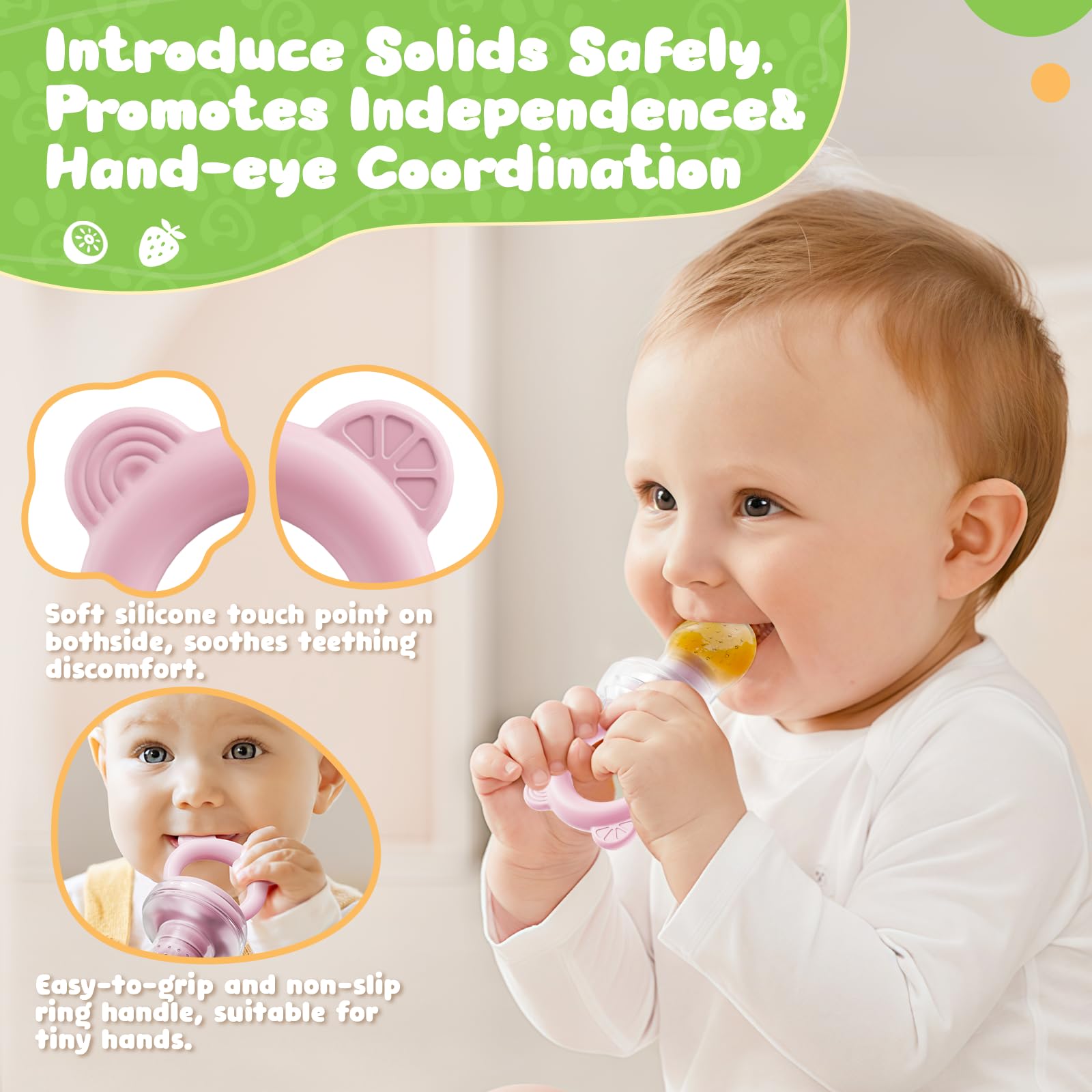 BEAR Baby Food Maker & Baby Fruit Food Feeder & Mini Freezer Nibble Tray & Baby Food Pouches Combo