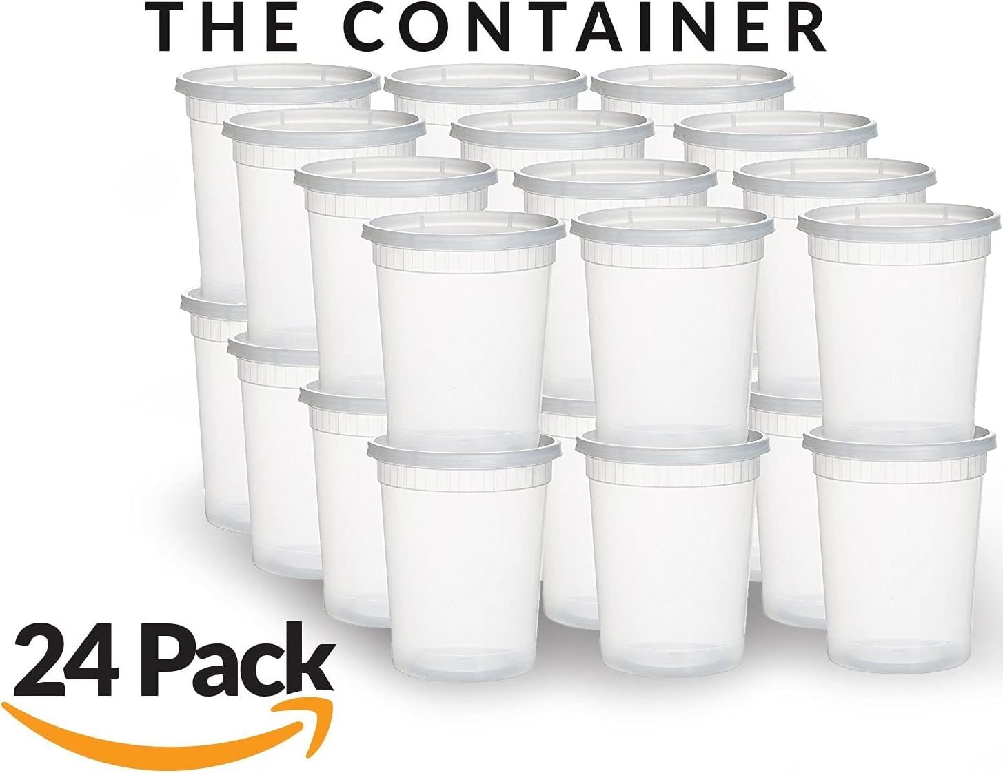 THE CONTAINER 32oz deli containers with lids | 24 Large 1 Quart Leakproof Clear Plastic Storage Containers with Lids | Microwavable, Freezer