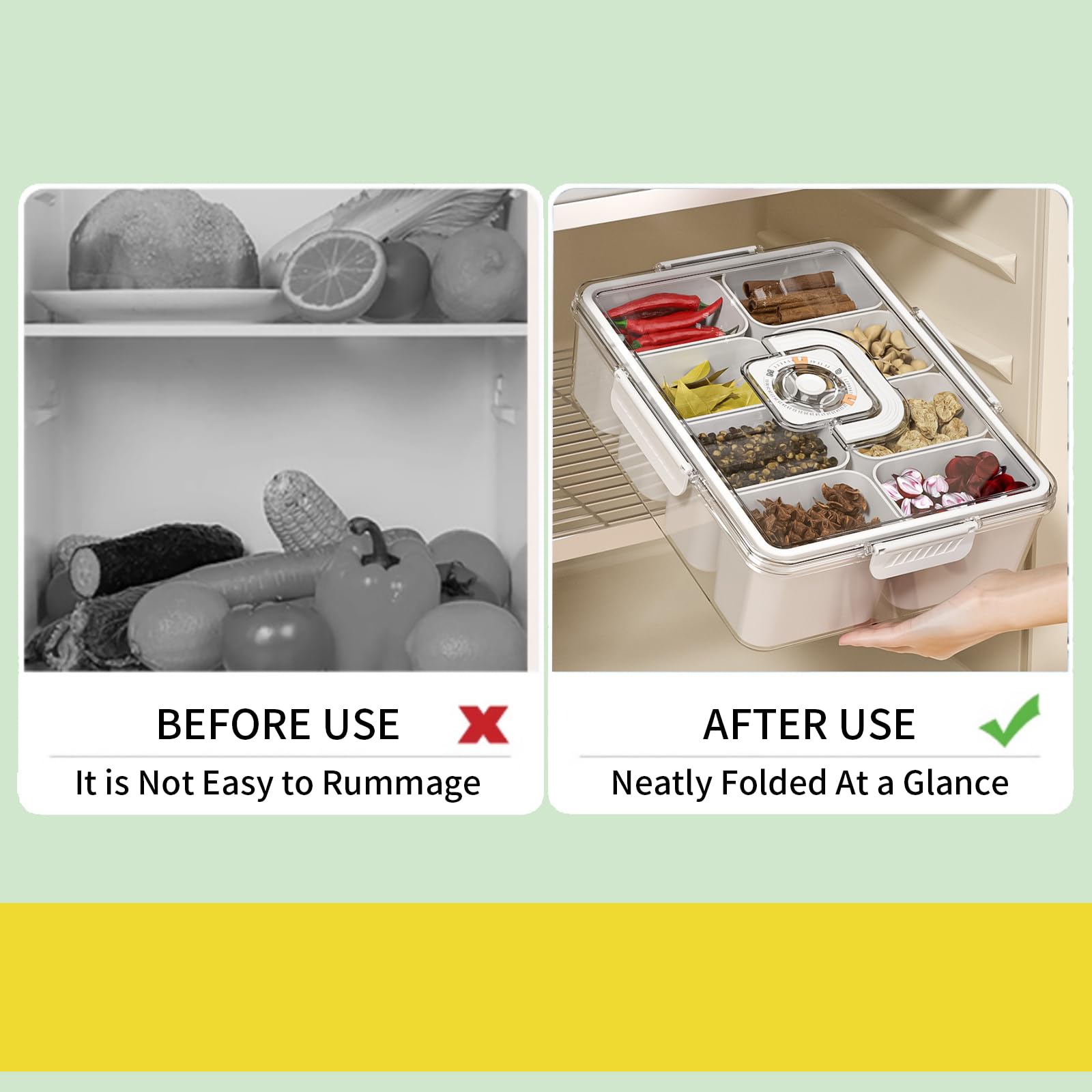 DIY Food Storage Containers, Organizer Boxes with Lids for Vegetables, Fruits, Herbs, Spices, Nuts, Seeds