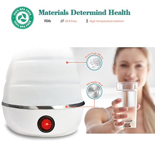 Travel Collapsible Kettle Electric - Portable Small Foldable Electric Kettle with Quick Boiling Tech, US Plug, BPA Free, 110V Voltage, 600ML β White