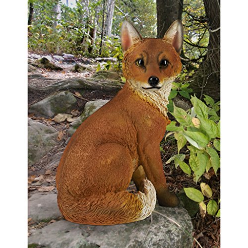 Design Toscano QL56241 Woodie The Woodland Fox Garden Animal Statue, 14 Inch