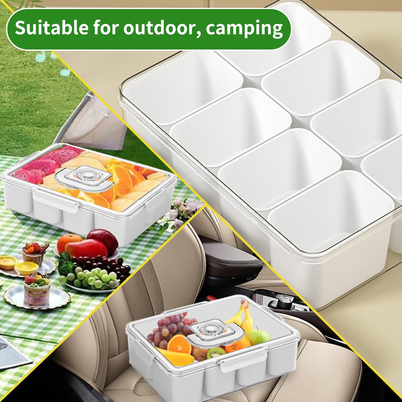 DIY Food Storage Containers, Organizer Boxes with Lids for Vegetables, Fruits, Herbs, Spices, Nuts, Seeds