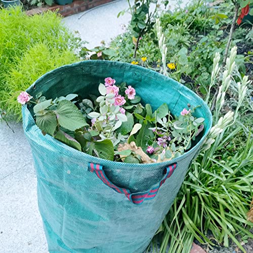 luseiya Upgrade Adjustable Leaf Rake - Garden Dustpan-Type Bag 53 Gallons and Standable Yard Waste Bag 72 Gallons for Collecting Leaves, Professional Reusable Lawn Leaf Waste Bags(Green)