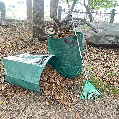 luseiya Upgrade Adjustable Leaf Rake - Garden Dustpan-Type Bag 53 Gallons and Standable Yard Waste Bag 72 Gallons for Collecting Leaves, Professional Reusable Lawn Leaf Waste Bags(Green)