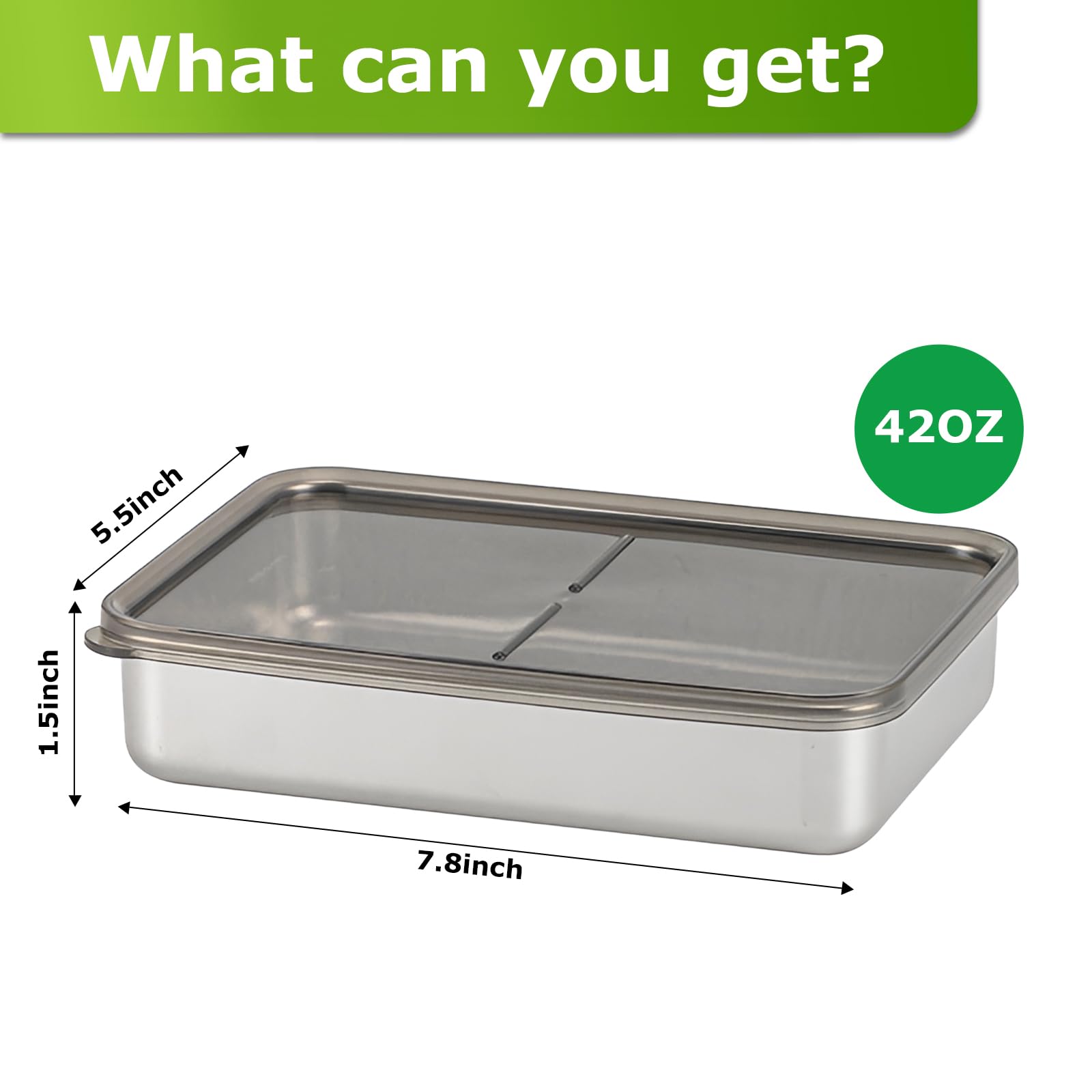 Cheese Container for Refrigerator, 2 Pack 304 Stainless Steel Airtight Deli Meat Storage Containers with Lids for Fridge, Dishwasher Safe Food Storage Containers Fridge Organizers and Storage(42 OZ)