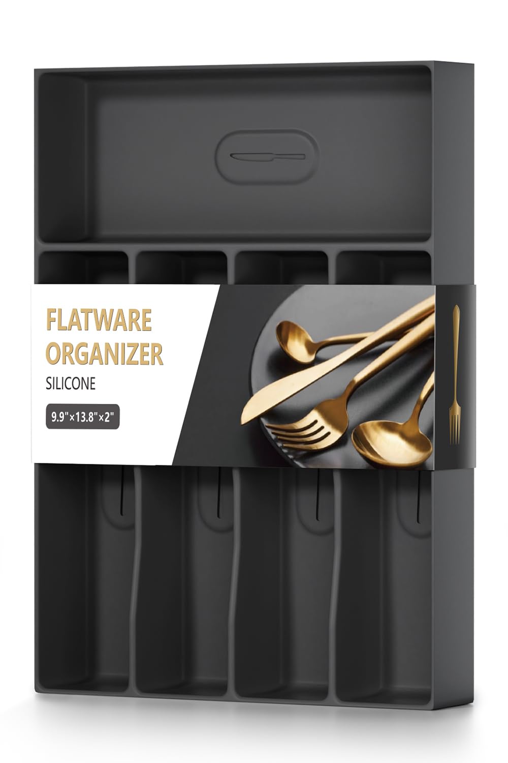 EUHOME Silicone Silverware Drawer Organizer Tray