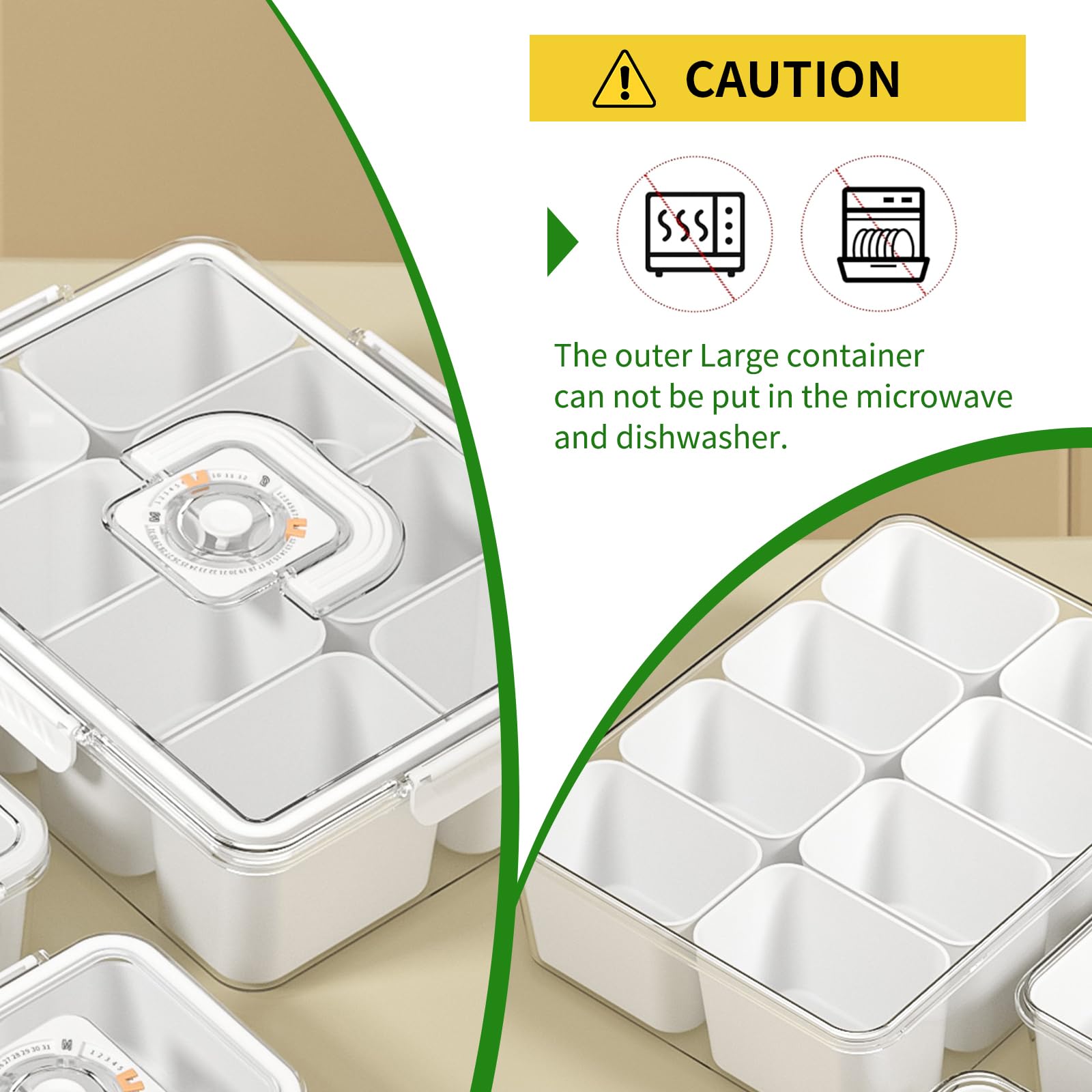 DIY Food Storage Containers, Organizer Boxes with Lids for Vegetables, Fruits, Herbs, Spices, Nuts, Seeds