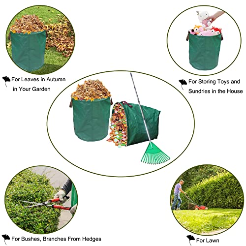 luseiya Upgrade Adjustable Leaf Rake - Garden Dustpan-Type Bag 53 Gallons and Standable Yard Waste Bag 72 Gallons for Collecting Leaves, Professional Reusable Lawn Leaf Waste Bags(Green)