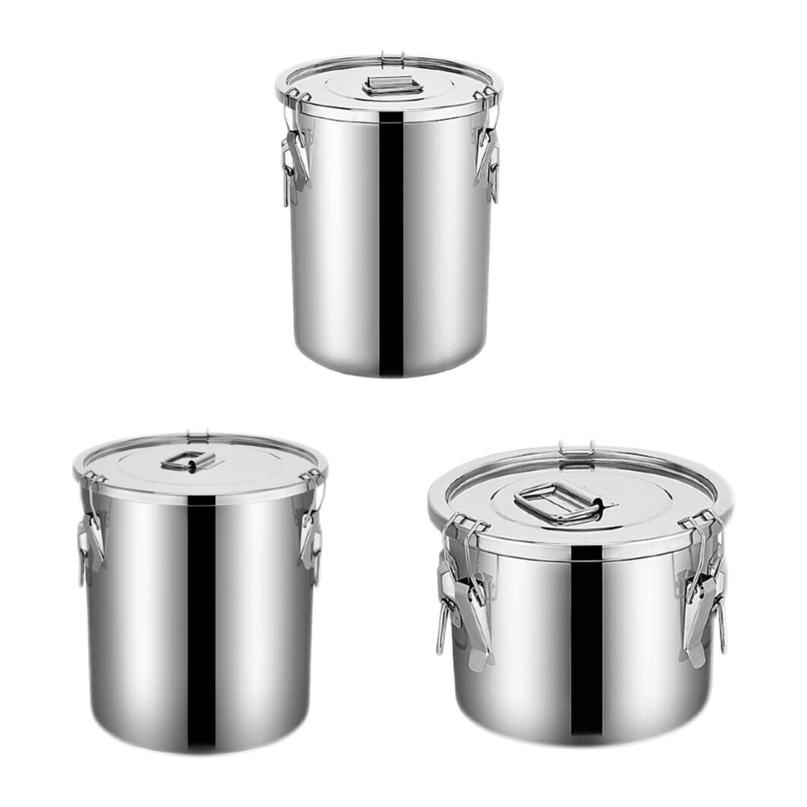 12L Stainless Steel Airtight Canister with Airtight lids & Locking Clamp, Kitchen Rice Storage Bucket, Rice Cereal Grain Canisters Container for Storing Dry/Wet Foods, Flour, Tea, Cereals, Rice