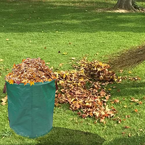 luseiya Upgrade Adjustable Leaf Rake - Garden Dustpan-Type Bag 53 Gallons and Standable Yard Waste Bag 72 Gallons for Collecting Leaves, Professional Reusable Lawn Leaf Waste Bags(Green)