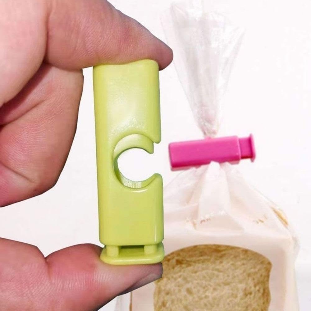 Generic Bag Clips, 5PCS Squeeze and Lock Bread Bag Clips for Food Storage, Reusable Plastic Bag Clips, Snack Bread Clips for Bags, 1 Seconds Easy-to-Use Bread Bag Closures Food Container Sets (Blue)