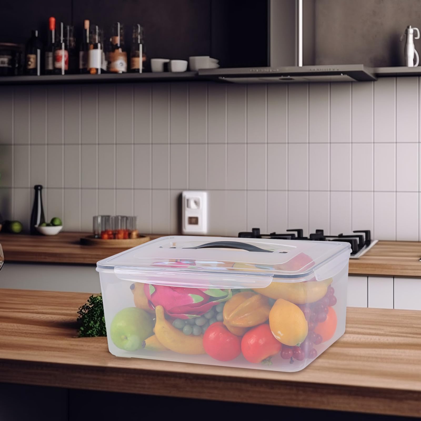 Ortodayes 15 Liter Clear Plastic Airtight Food Containers with Lid, 6 Pack Latching Storage Container Box