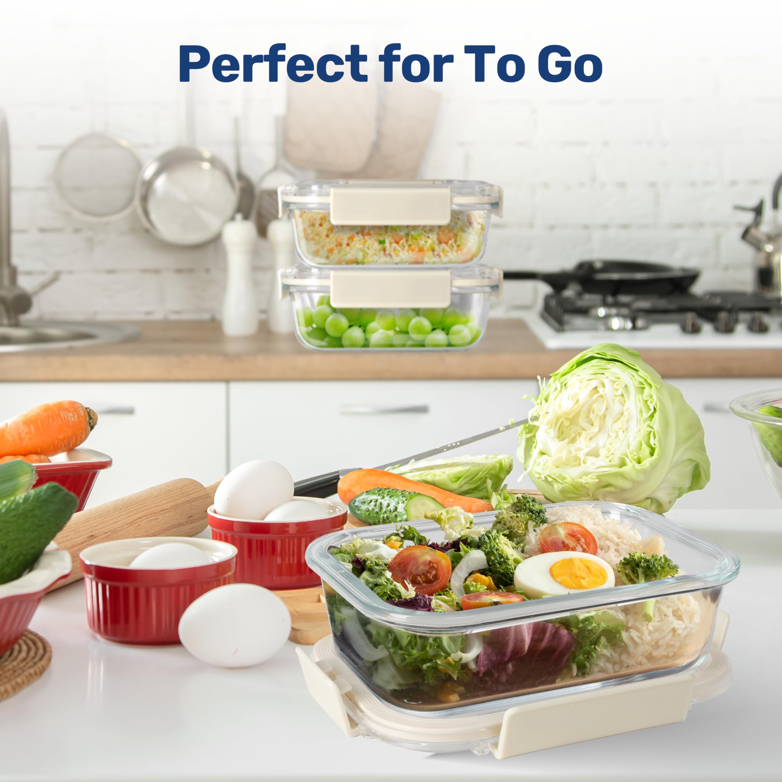 YSSOA Food Meal Prep Containers with Lids, All Temp Food Storage Container,BPA-Free,Airtight Glass Lunch Boxes,Ideal for Lunch, Meal Prep & Leftovers,Microwave, Oven,Dishwasher Friendly,4 Packs